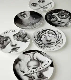 FORNASETTI Tema E Variazioni N.359 Pisces Wall Plate - Black