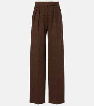 Max Mara Ponza Cotton And Wool-blend Wide-leg Pants - Brown