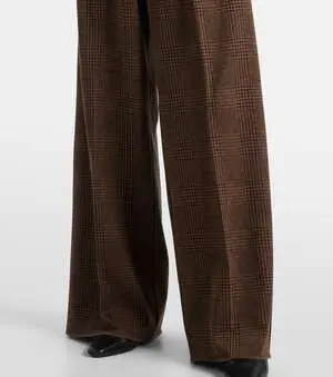 Max Mara Ponza Cotton And Wool-blend Wide-leg Pants - Brown