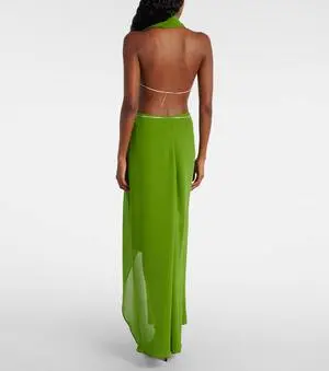 Christopher Esber Open-back Silk Georgette Top - Green