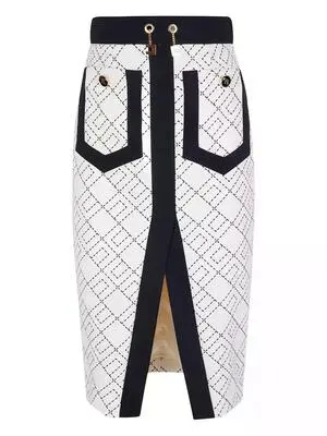 Elisabetta Franchi Geometric-print Midi Skirt - Black