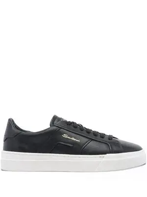 Santoni Round-toe Leather Sneakers - Black
