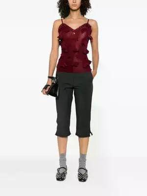 Coperni Burgundy Appliqué Detail V-neck Top - Red