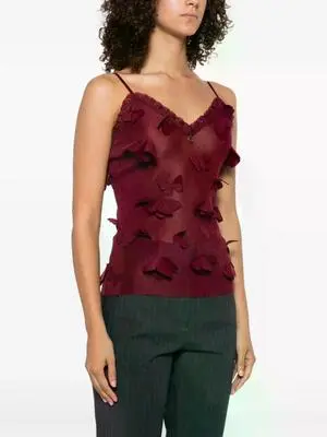 Coperni Burgundy Appliqué Detail V-neck Top - Red