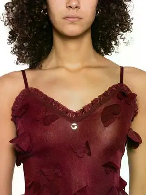 Coperni Burgundy Appliqué Detail V-neck Top - Red