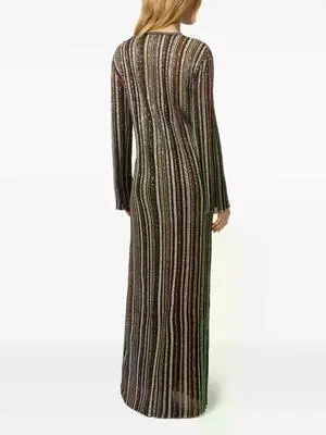 Missoni V-neck Sequin Embellished Maxi Dress With Long Sleeves