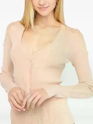 Liu Jo Lace-trimmed Ribbed Cardigan