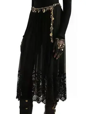 Dolce & Gabbana Midi Skirt With Lace Trim