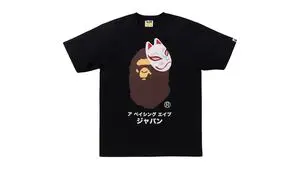 A BATHING APE Japanese Fox Mask T-shirt - Black
