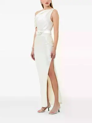 NICHOLAS Eartha One-shoulder Belted Midi Dress - Neutrals