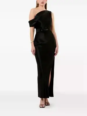 NICHOLAS Earthe One-shoulder Belted Maxi Dress - Black