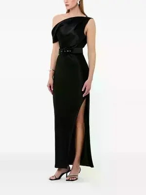 NICHOLAS Earthe One-shoulder Belted Maxi Dress - Black