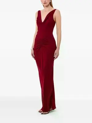 NICHOLAS Calia V-neck Draped Maxi Dress - Red