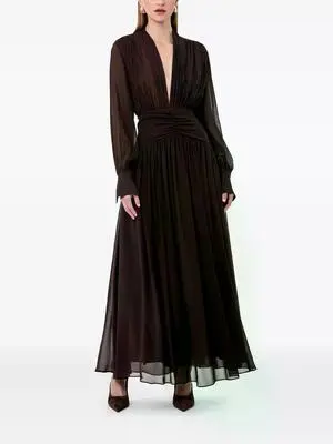 NICHOLAS Jocelyn V-neck Gathered Maxi Dress