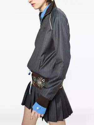 Miu Miu Pinstripe Zip Jacket - Grey