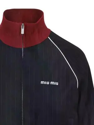 Miu Miu Pinstripe Wool Jacket - Blue