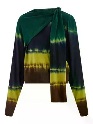 FERRAGAMO Tie-dye Print Pullover With Attached Scarf - Green