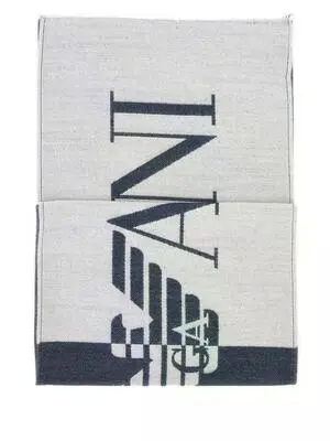 Emporio Armani Logo-embellished Fringed Scarf - White