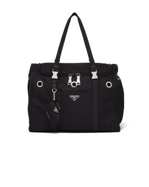 Prada Re-nylon And Saffiano Leather Pet Bag - Black