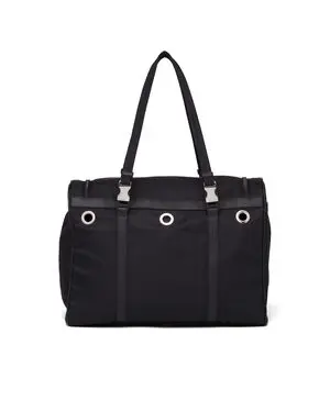 Prada Re-nylon And Saffiano Leather Pet Bag - Black