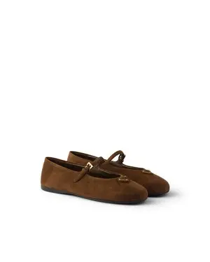 Prada Suede Ballerinas - Brown
