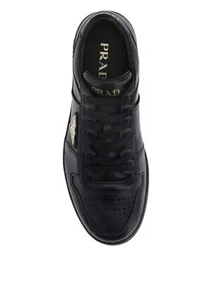 Prada Leather Logo-plaque Sneakers - Black