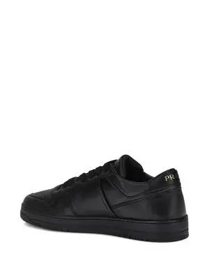 Prada Leather Logo-plaque Sneakers - Black