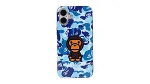 A BATHING APE Abc Milo Camo Iphone 16 Plus Case - Blue