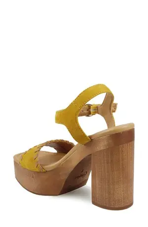 CANDIE'S Michell Platform Slide Sandal - Mustard Suede