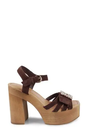 CANDIE'S Mckenley Platform Slide Sandal - Brown Suede
