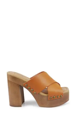 CANDIE'S Maggy Platform Slide Sandal - Mustard Leather