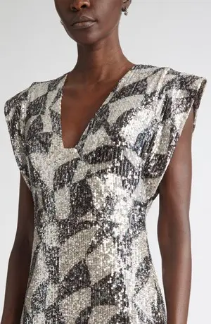 St. John Cubist Sequin Gown