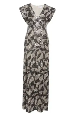 St. John Cubist Sequin Gown