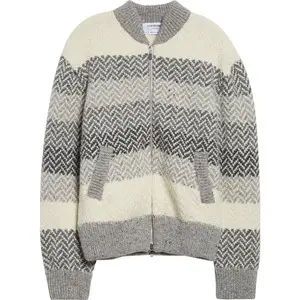 Thom Browne Stripe Herringbone Wool & Mohair Jacket