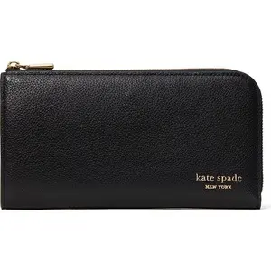 Kate Spade New York Devin Pebble Leather Zip Wallet - Black