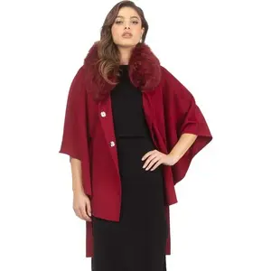 Gorski Wool Belted Cape - Wine
