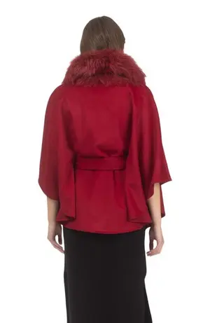 Gorski Wool Belted Cape - Wine