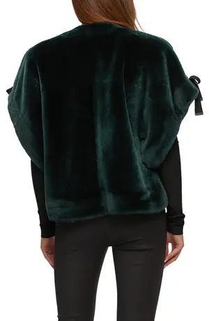 Gorski Genuine Shearling Short Sleeve Jacket - Emerald