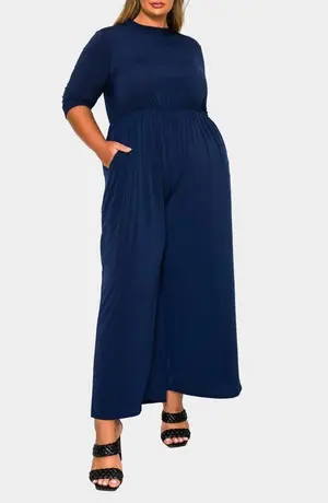 L I V D Wide-leg Jumpsuit - Navy