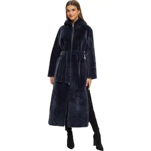Gorski Reversible Genuine Shearling Parka - Dark Blue/dark Blue