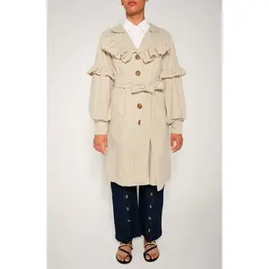 THE LULO PROJECT Eagle Ruffle Detail Trench Coat