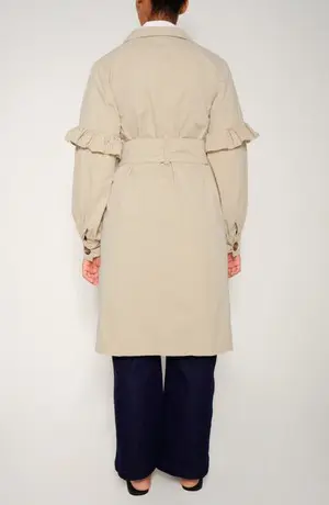 THE LULO PROJECT Eagle Ruffle Detail Trench Coat