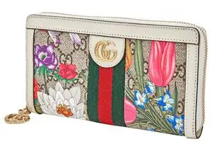 Gucci Flora Print Zipped Wallet - Ivory