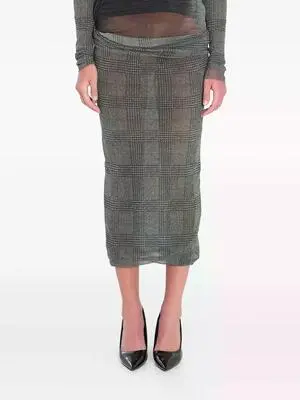 JEAN PAUL GAULTIER Checked Double Layer Midi Skirt