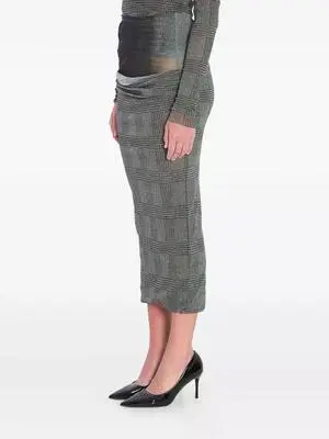 JEAN PAUL GAULTIER Checked Double Layer Midi Skirt