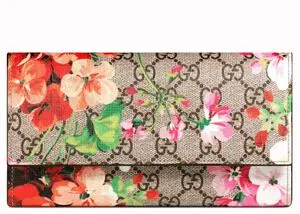 GUCCI Continental Wallet Gg Blooms Beige/pink