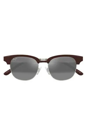 Maui Jim Holomua 52mm Polarized Wraparound Sunglasses - Brown/grey