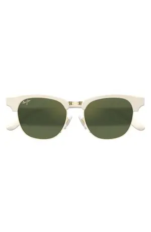 Maui Jim Holomua 52mm Polarized Wraparound Sunglasses - White