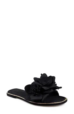 ARTISAN CRAFTED BY ZIGI Aurra Floral Slide Sandal - Black