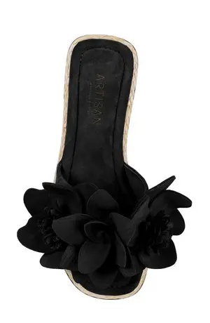 ARTISAN CRAFTED BY ZIGI Aurra Floral Slide Sandal - Black